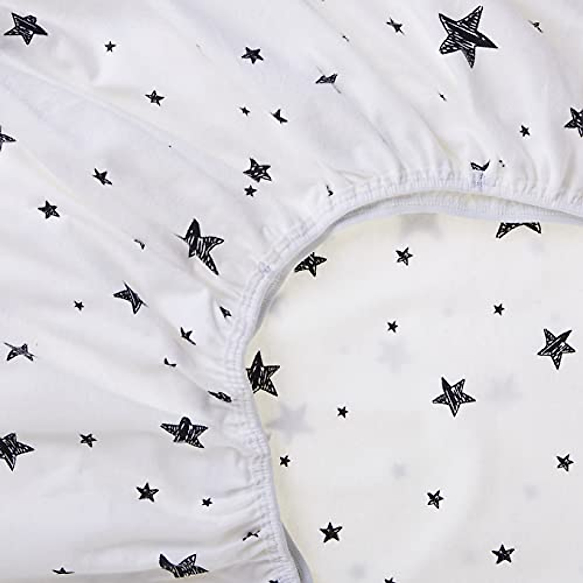 Kushies Crib Sheet Flannel Scribble Stars Black & White (S330-609)