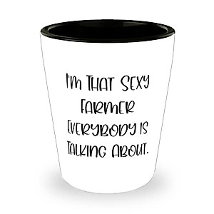 Brilliant Farmer Shot Glass, I'm That Sexy Farmer Everybody is Talking About, Present For Men Women, Cute From Team Leader