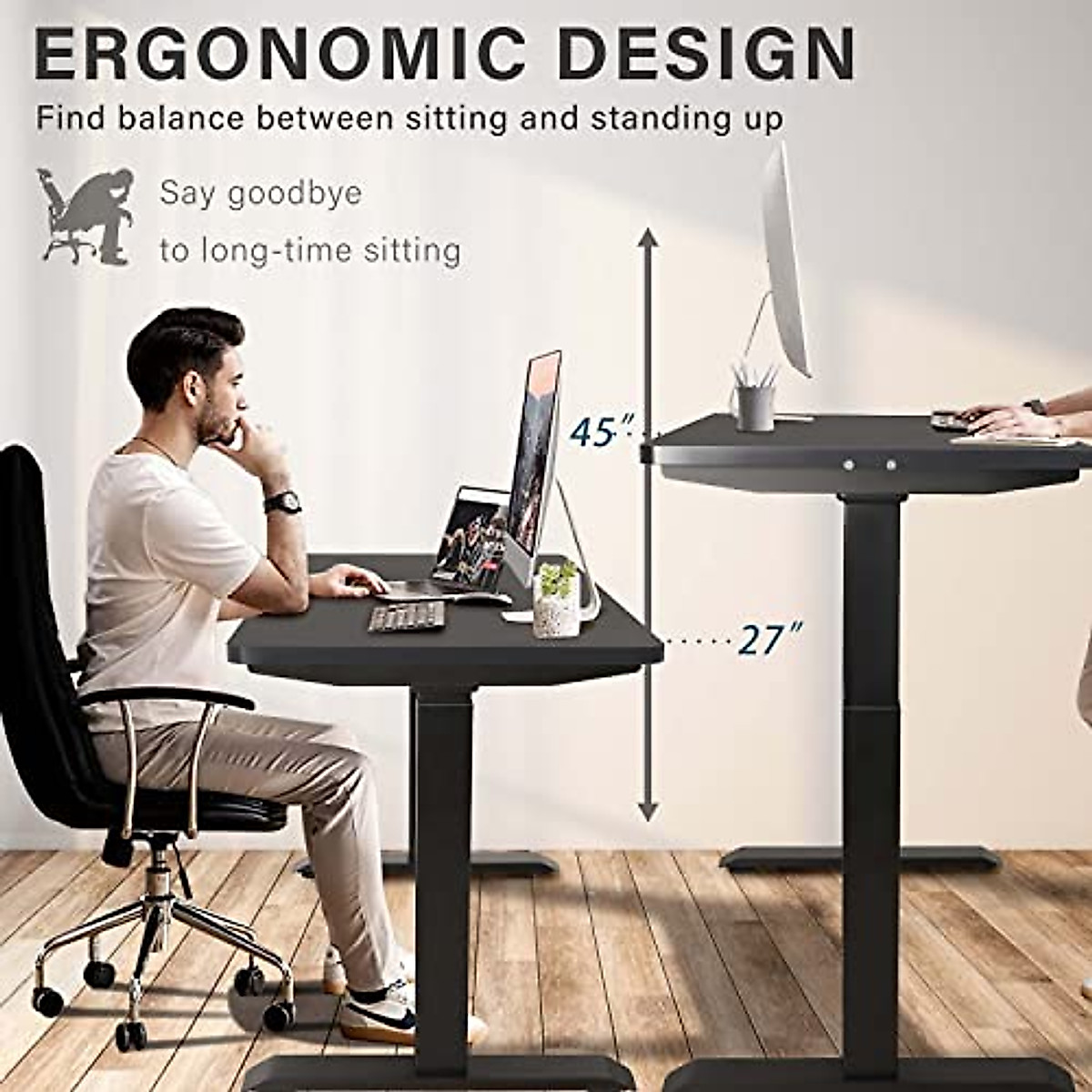 Electric Standing Desk, Dual Motor Standing Desk Adjustable Height, Ergonomic Sit Stand up Desk, Adjustable Desks for Home Office, Sit to Stand Desk, Table Raises up and Down with Memory Controller