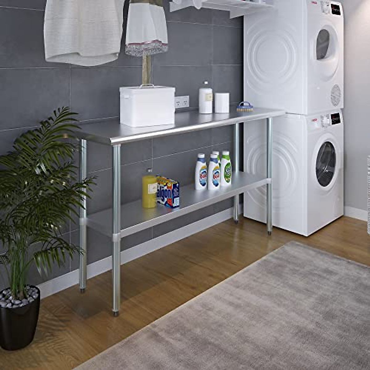 AmGood 18" X 60" Stainless Steel Work Table | Metal Kitchen Food Prep Table | NSF