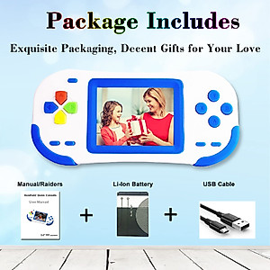 Beijue Handheld Games for Kids Adults 3.0'' Large Screen Preloaded 218 Classic Retro Video Games Seniors Rechargeable Electronic Game Player Birthday Xmas Present (Blue)