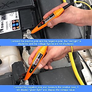 Automotive Test Light, DC 2.5-32V Car Diagnostic Tool Circuit Tester, Digital and LED Indication Voltage Test Pen, Circuit Voltage Tester with Extended Spring Wire for Car, Trucks, Vehicles (Orange)