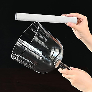 7 Inch E Note Hollow Handle Clear Quartz Crystal Singing Bowl With Handle Case