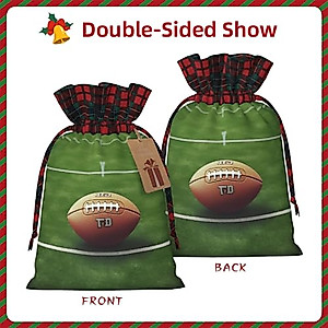 Christmas Gift Bags with Drawstring Burlap Gift Bags American Football Christmas Linen Bags for Xmas Party Candy Bags with Cards Xmas Reusable Wrapping Bags Christmas Linen Treat Bags for Holiday