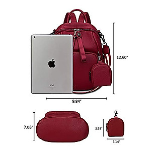 YALUXE Backpack for Women Leather with small Pouch Convertible Shoulder Bag