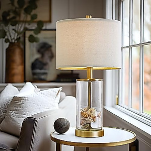 BOBOMOMO 20.2" Bronzer Table Lamp Set of 2 for Living Room Modern Lamp for Living Room Glass Nightstand Lamp with 1 USB Charging Ports, Nautical Lamp(Shell Not Included)