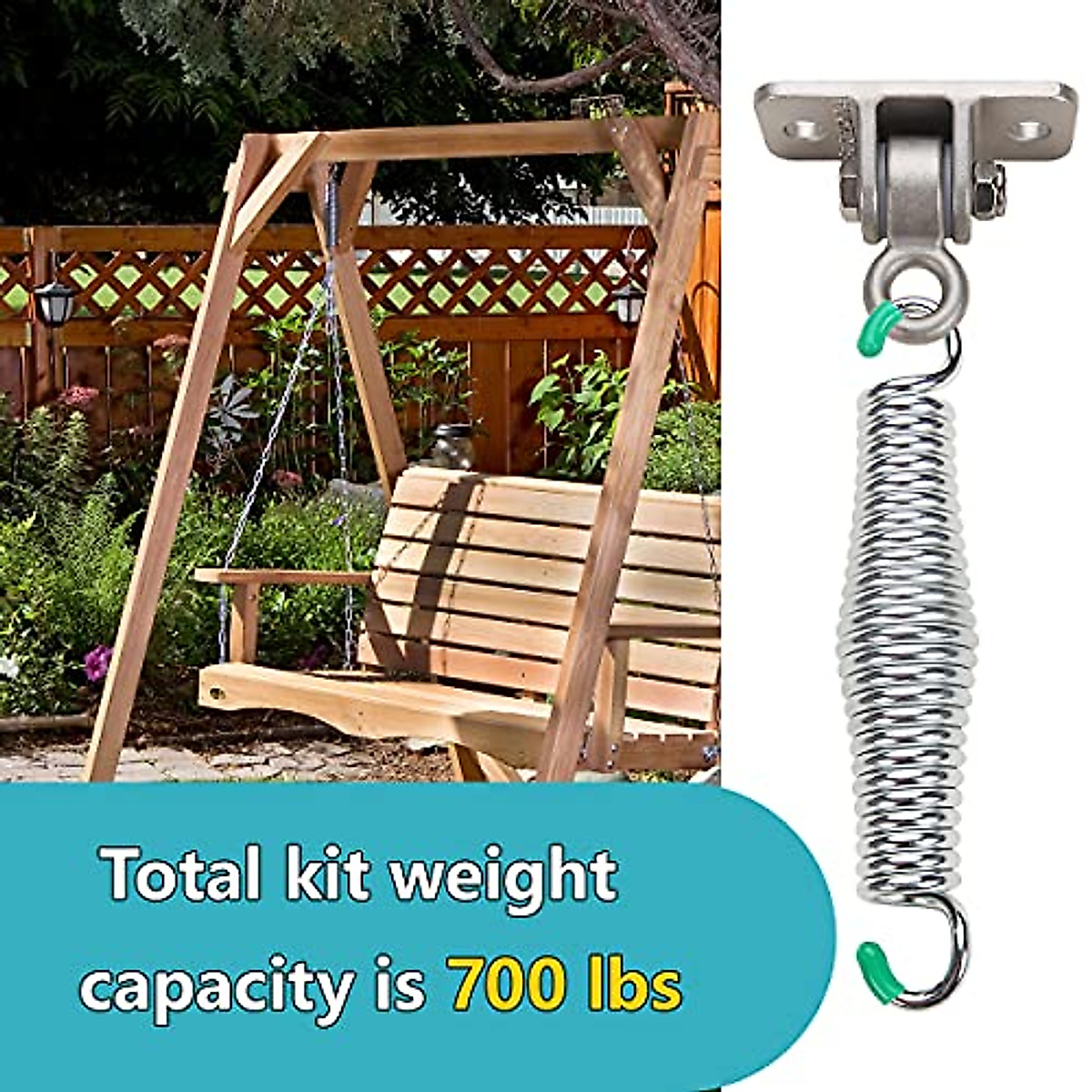Butizone Porch Swing Hanging Kit, 304 Stainless Steel Swing Hangers and Galvanized Springs for Ceiling Mount Porch Swings and Hammock Chairs, 700 Lbs. Capacity, Set of 2