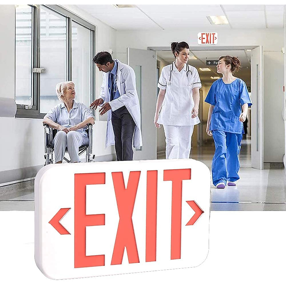 Red Exit Sign with 90 Minutes Battery Backup, Double-Sided Red Fire Safety Emergency Exit Sign Lights, ABS Fire Resistance (UL-Certified 120-277V) (2pack)