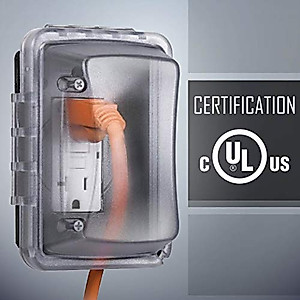 TayMac MM410C Single Horizontal/Vertical Mount 1-Gang Weatherproof In-Use Electrical Outlet Cover for Home Improvement, 2.75 in, Clear