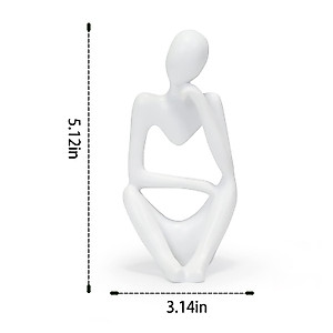 INNOLITES Resin Statue Thinker Style Decoration Abstract Sculptures Collectible Figurines for Home Decor Modern Office Shelf Desktop(White Right)