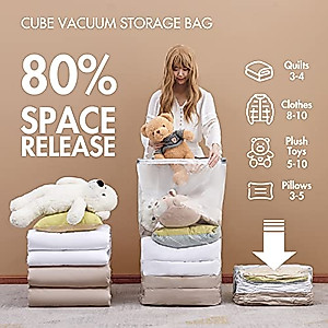 TAILI Hanging Vacuum Storage Bags Variety 6 Pack and Cube Vacuum Storage Bags 6 Jumbo Pack