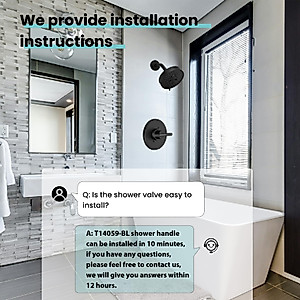 T14059-BL Matte Black Shower Handle Compatible with delta Faucet 14 Series Single-Function Black Shower Valve Trim Kit (RP46074 Cartridge/ R10,000 Valve Not Included)