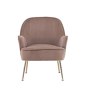 Olela Accent Chair with Arms Upholstered Velvet Side Chairs for Living Room Bedrooms Comfy Decortive Modern Mid-Back Leisure Chair with Adjustable Footpad (Brown)