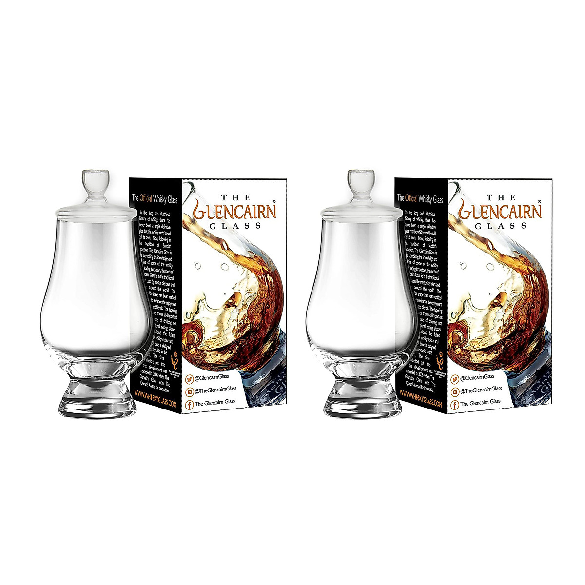 GLENCAIRN WHISKY GLASS, SET OF 2 IN GIFT CARTON WITH TASTING CAPS