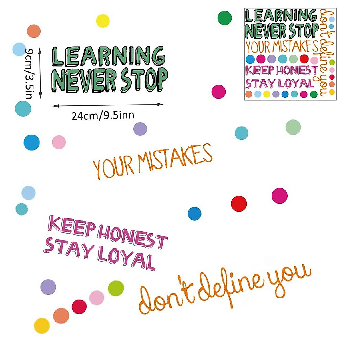 Motivational Phrases Wall Decals Child Inspirational Quotes Wall Sticker, DIY Removable Wall Window Positive Sayings for Kids Baby Nursery Childrens Bedroom Classroom Home Decor Art (1)