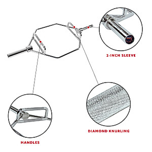 Sunny Health & Fitness Olympic Hex Bar, Weight Training Trap Bar for Deadlifts and Shrugs