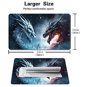 SIXTORE Premium Board Game 14x24in TCG Playmat Compatible for OCG CCG RPG MTG Playmats,Mousepad Desk Mats(Dragon Fight)