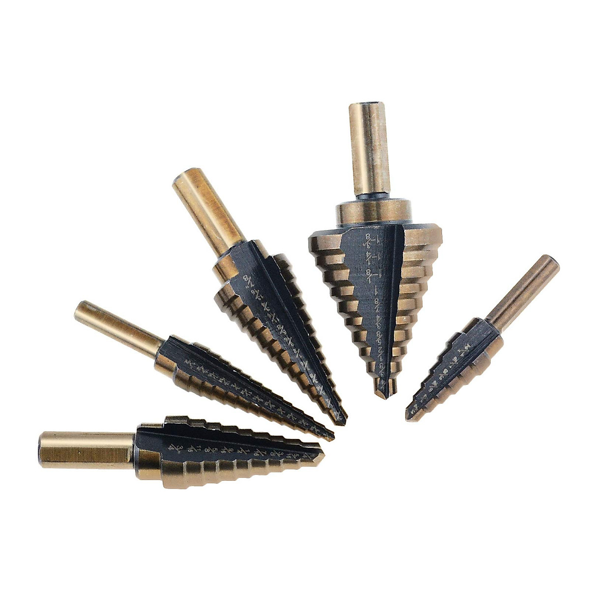 5PCS Step Drill Bit Set with a Automatic Center Punch Including 50 Sizes Hole Choices