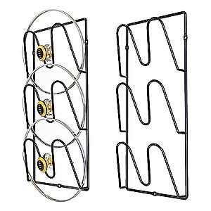 Leoenir 2-Pack Pot Lid Holders for Kitchen Cabinet - Wall-Mounted or Door-Mounted Lid Organizer Rack - Metal Black