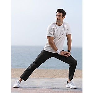 TBMPOY Men's Travel Hiking Pants Lightweight Athletic Pant Quick Dry Windbreaker Fishing Running Active Jogger Black M