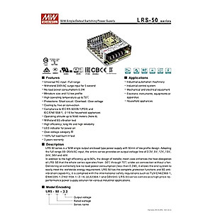 MW Mean Well Enclosed Type LRS-50W-12/15/24/3.3/36/48/5V Non-PFC LRS Series 50W Single Output Switching Power Supply (LRS-50-24)