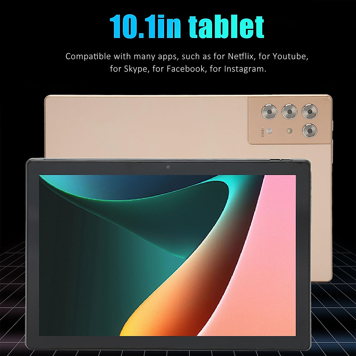 Luqeeg Tablet, 100 to 240V 2.4G 5G WiFi Front Rear Camera 8GB RAM 256GB ROM 10.1in Tablet for Work School (US Plug)