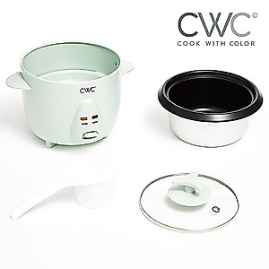 COOK WITH COLOR 6 Cup Rice Cooker 300W - Effortless Cooking and Greatly, Cooks 3 Cups of Raw Rice for 6 Cups of Cooked Rice, Sage