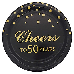 Pandecor 50th Birthday Party Supplies,50 PCS Cheers to 50 Years Disposable 7 Inch Paper Plates Dessert Plates for 50 Years Anniversary Party