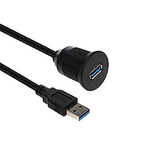 USB 3.0 Mount Cable –USB Extension Flush, Dash, Panel Mount Cable, for Car, Boat, Motorcycle and More (3.3FT/1M)