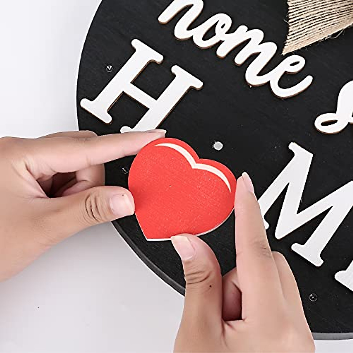 Interchangeable Welcome Sign for Front Door with 14 Changeable Icons, Farmhouse Front Porch Decor Rustic Wooden Wall Sign with 12 LED Lights, Outdoor Seasonal Welcome Home Decorations (Black1)