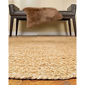 Agro Richer Farmhouse Rugs for Living Natural Jute Area Rug Hand Braided Oval Rugs for Bedroom, Kitchen, Living Room Rug Carpet (2x3 Square Feet, Beige)