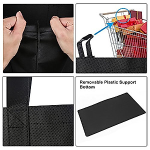 Anleo Reusable Grocery Tote Bags (6 Pack, Black) - Hold 44+ lbs - Large & Durable, Heavy Duty Shopping Totes - Grocery Bag with Reinforced Handles, Thick Plastic Support Bottom