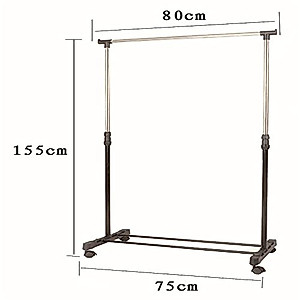 EYHLKM Adjustable Rolling Clothes Hanger Coat Rack Floor Hanger Storage Wardrobe Clothing Drying Racks with Shoe Rack