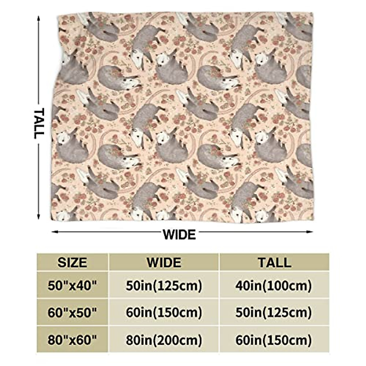 Befuddled Possums Flowers Micro Fleece Blanket Comfy Premium Flannel Fleece Blanket Comfortable Thermal Fleece Blankets Durable Pad Bed Cover Warm Sofa Blanket for All Season
