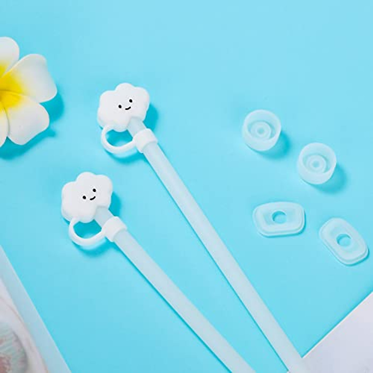 4pcs Spill Proof Stopper for Stanley, Silicone Spill Proof Stopper with 2pcs Cloud Straw Covers Reusable Spill Proof Plug Compatible with Stanley Cup 1.0 40/30oz