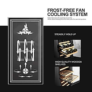 Lanbo 15 Inch Built In Wine Fridge Cooler, 33 Bottles Compressor Wine Cellar