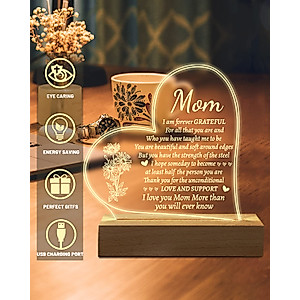 Mom Gifts from Daughter Son, Engraved Night Light Mom Gifts, Mothers Day Gifts for Mom from Daughter Son, Unique Birthday Gifts for Mom, Stepmom