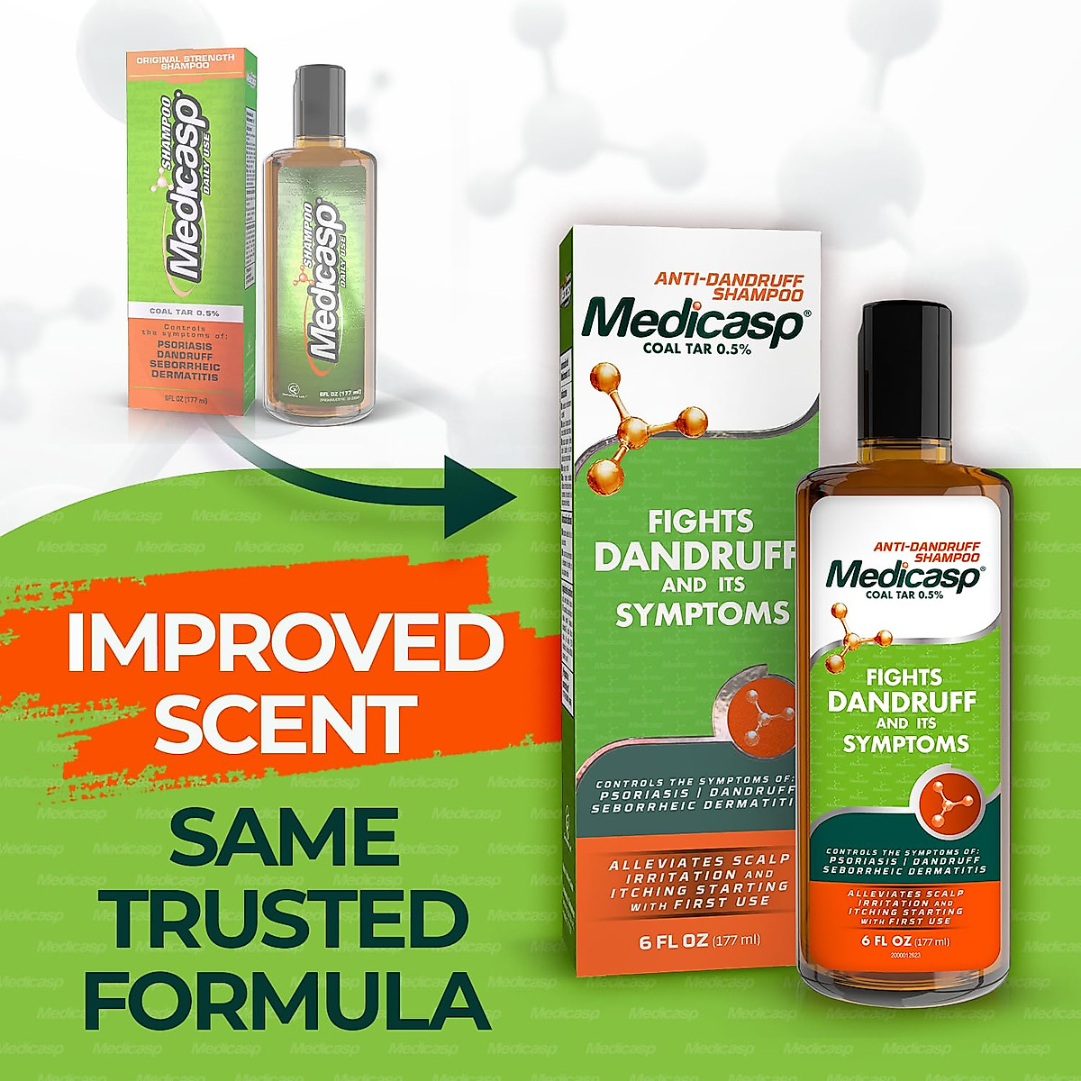 Medicasp Coal Tar Gel Dandruff Shampoo to Treat Seborrheic Dermatitis Psoriasis 3 Pack 6 oz