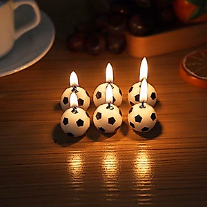 6Pcs Cute Soccer Ball Football Birthday Party Cake Candles Decorations Supplies Tool for Kids Toy Gift Decorations for Home Black/Red (Sent in Random)