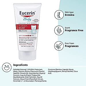 Eucerin Baby Eczema Relief Body Cream - Steroid & Fragrance Free for 3+ Months of Age - 5 oz. Tube