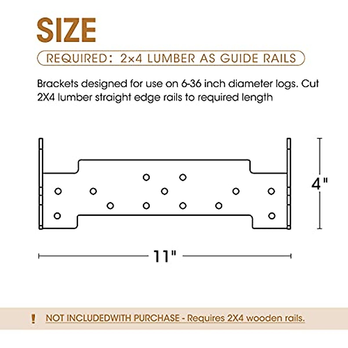 Touri Chainsaw Mill Rail Guide Metal Bracket Logging Tools Used with Saw Mill (Lumber not Included), A Pair