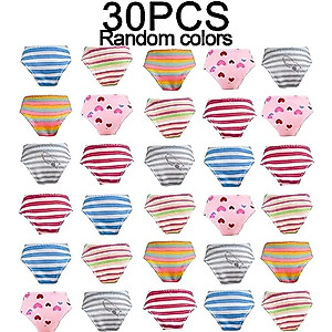 Colorful Doll Underwell Set Clothes Barbie Underpants - Suitable for 11.5 inch Barbie Doll Accessories Solid Print Stripes Random 30 Pieces