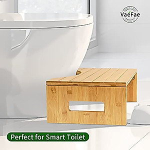 VaeFae Bamboo Toilet Stool, Foldable Potty Stool for Bathroom, Wooden Poop Stool for Adults, Portable and Non-Slip