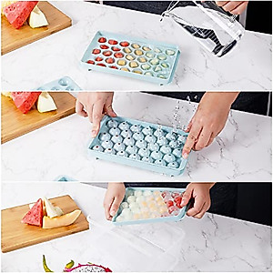 Round Ice Cube Trays - 3 Pack Round Ice Ball Maker Mold with Container Ice Cube Trays with Ice Bin Ice Scoop, for Ice Chilling, Cocktail, Juice, Coffee, Freezer