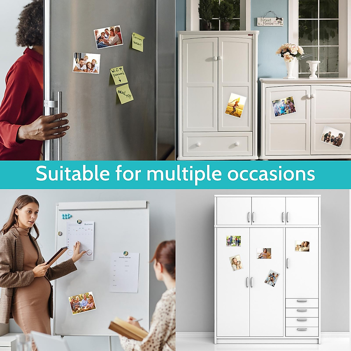 vivinin Magnetic Picture Frame, 12 Pack Magnetic Frame Reusable, Magnetic Photo Frames for Refrigerator 4x6” With White Border, Refrigerator Magnets For Pictures Suitable Home, School, Office