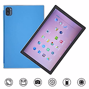 Honio HD Tablet, 4G Network 5GWIFI Blue 100‑240V Travel 10 Inch (US Plug)