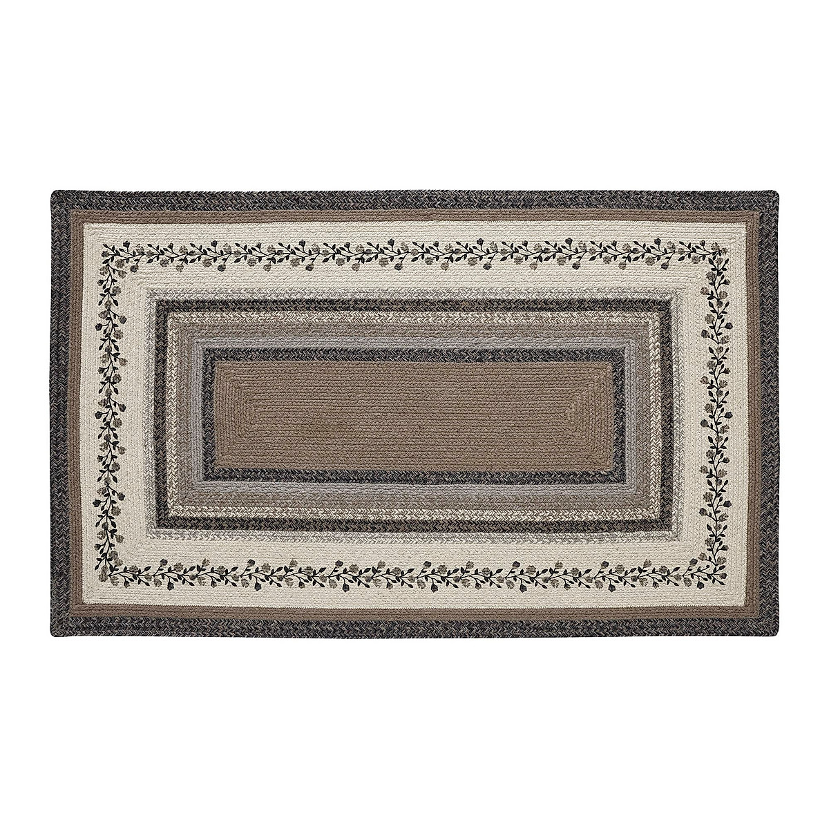 VHC Brands Floral Vine Jute Rug Rect w/Pad 36x60