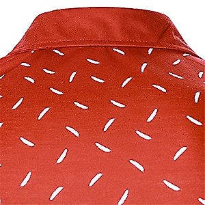 Men's Spring Short Button Print Summer Sleeve Stitching and Casual Men's Blouse Trim Menswear T Shirt (Red, XXL)