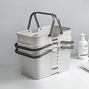 YGpretty Plastic Storage Basket with Handles, Shower Caddy Tote Portable Organizer Bins for Bathroom, Dorm, Kitchen, Bedroom,Outdoors (White, 1Pack)