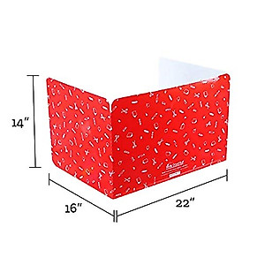 Really Good Stuff Large Privacy Shields for Student Desks – Set of 12 - Gloss - Study Carrel Reduces Distractions - Keep Eyes from Wandering During Tests, Red with School Supplies Pattern